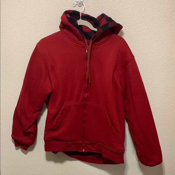 Che Bella | Jackets & Coats | Che Bella Red Checkered Reversible Hooded ...